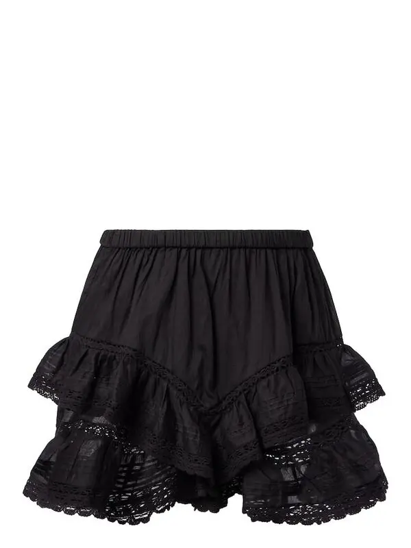 MARANT ETOILE Geana Ruffled Cotton Shorts - Black