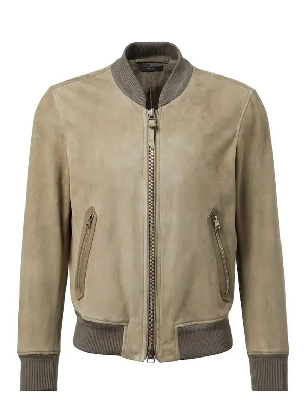 TOM FORD Suede Bomber Jacket - Green