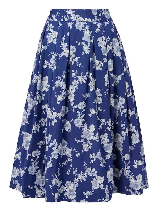 Carolina Herrera Floral Faille Midi Skirt - Multicoloured