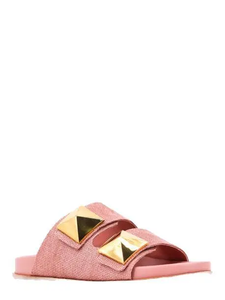SHU SHOP Bernarda Studded Slide Sandal - Blush Woven