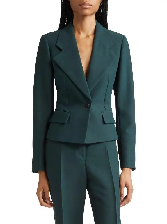 FERRAGAMO One-button Cropped Blazer - Moss