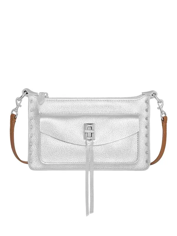 Rebecca Minkoff Mini Darren Top Zip Leather Crossbody Bag - Silver/tawny