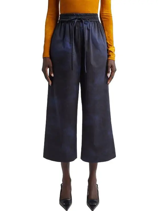 JASON WU Brushed Canvas Wide-leg Cropped Pants - Navy / Navy