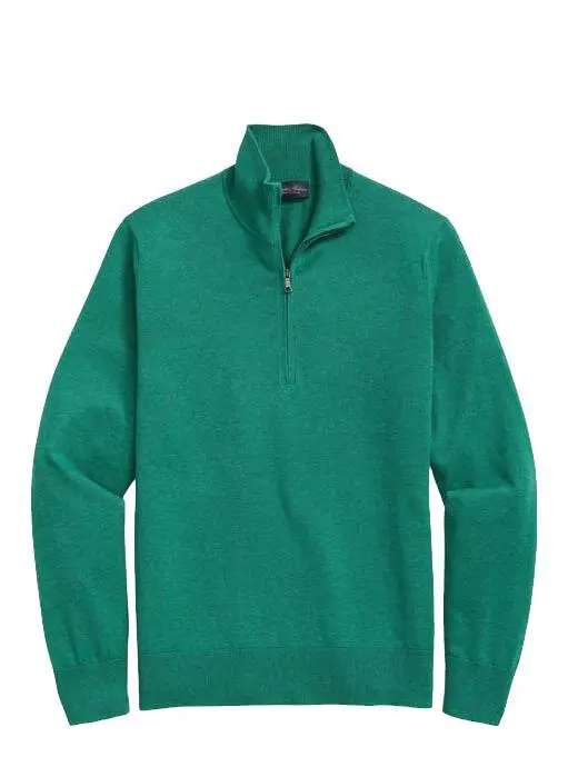 Brooks Brothers Half Zip Supima® Cotton Sweater - Green Heather