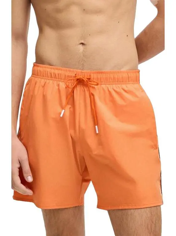 Hugo Boss Side Stripe Stretch Swim Trunks - Bright Orange