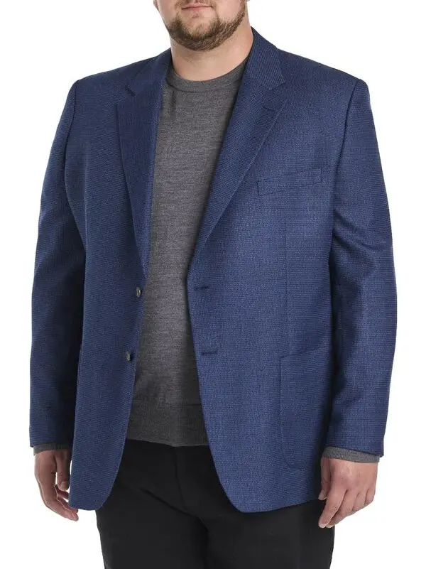 JV REFLEX Big & Tall Mini Check Sport Coat - Navy
