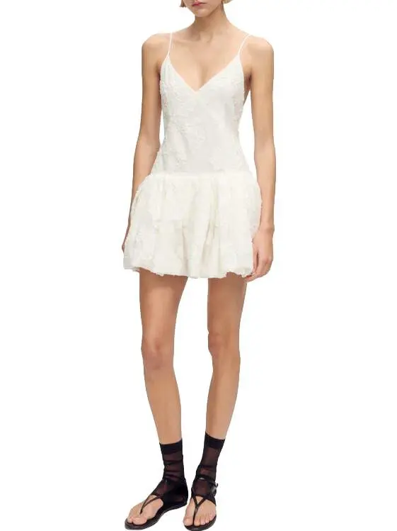Mango Embroidered Bubble Mini Dress - White