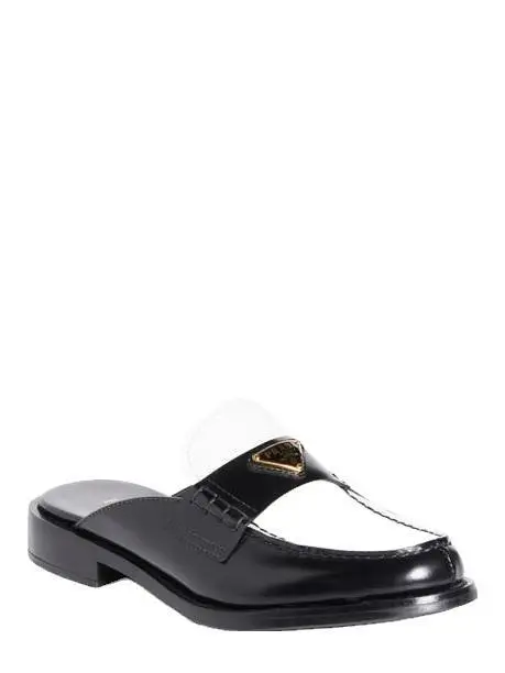 Prada Colorblock Loafer Mule - Nero/bianco