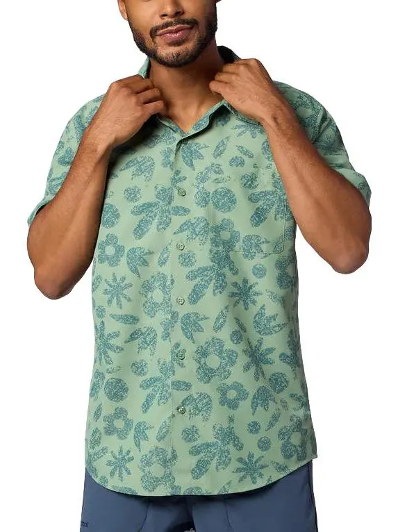 MARMOT Airexchange Upf Short Sleeve Button-up Shirt - Agate Green Granite Flower