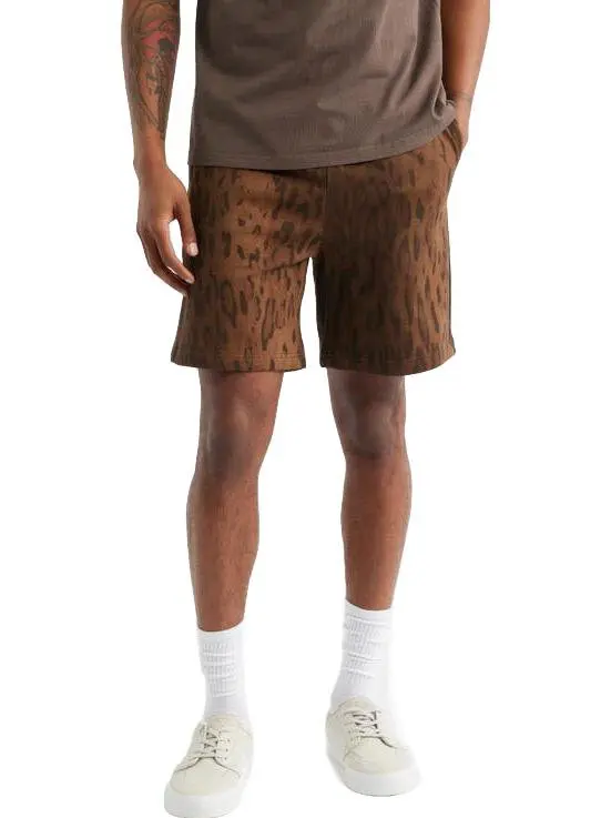 SANTO STUDIO Printed Cotton Pull-on Shorts - Brown