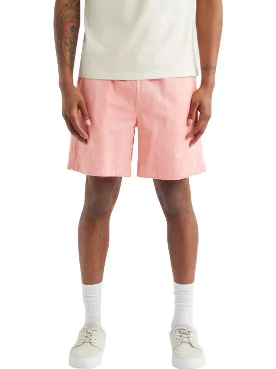 SANTO STUDIO Printed Cotton Pull-on Shorts - Salmon