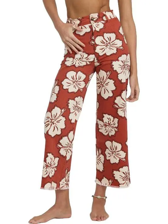 BILLABONG Free Fall Print Wide Leg Twill Pants - Sedona