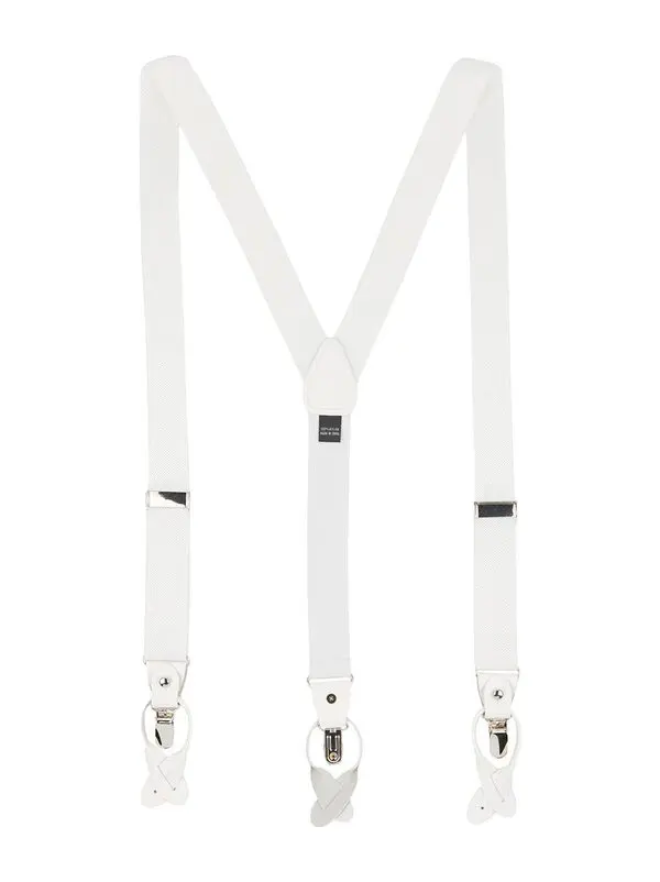 BROOKLYN BRIGADE Adjustable Solid Web Suspenders - White