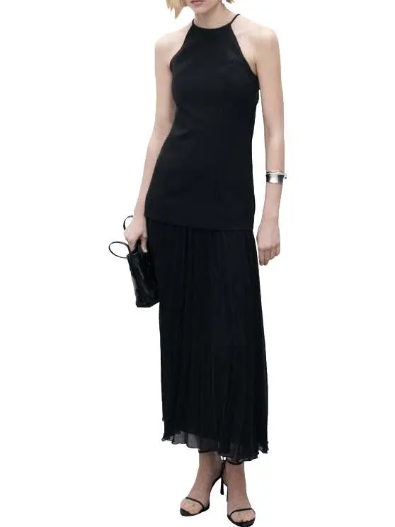 Mango A-line Maxi Dress - Black