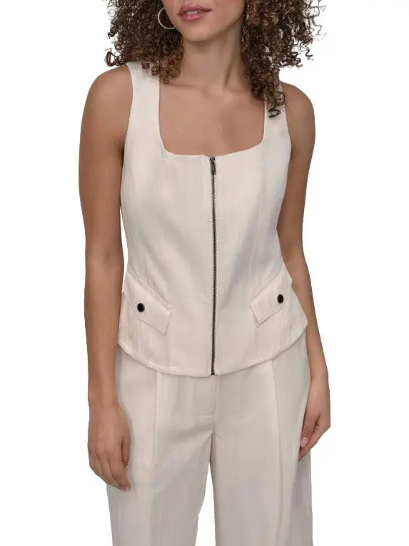 Dkny Sleeveless Twill Top - Coconut