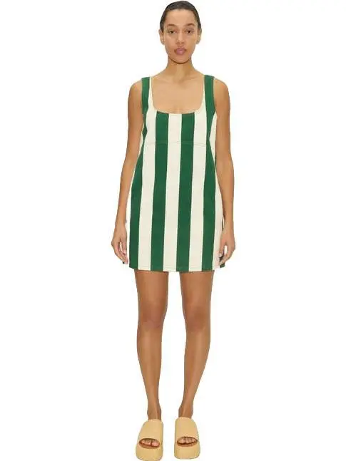 SIMONMILLER Sahara Striped Denim Dress - Gummy Green/ecru