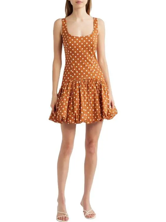 HUTCH Sleeveless Mini Dress With Bubble Hem - Copper Dots