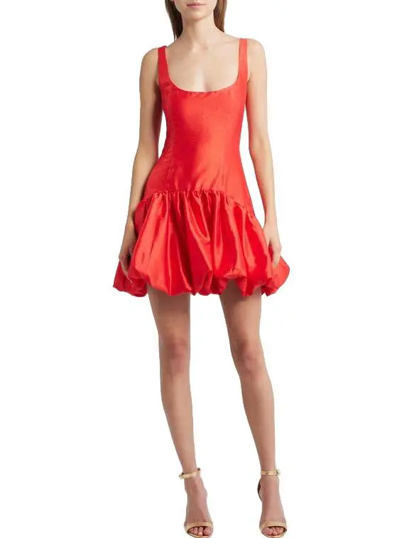 HUTCH Sleeveless Mini Dress With Bubble Hem - Poppy Red