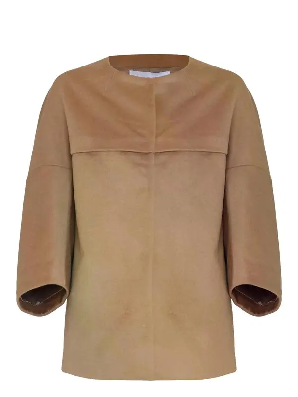 GLORIA COELHO Wool Cape Jacket - Brown