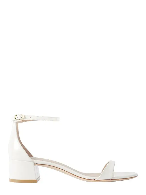 STUART WEITZMAN Nudist Block Patent-leather Sandals - Neutrals