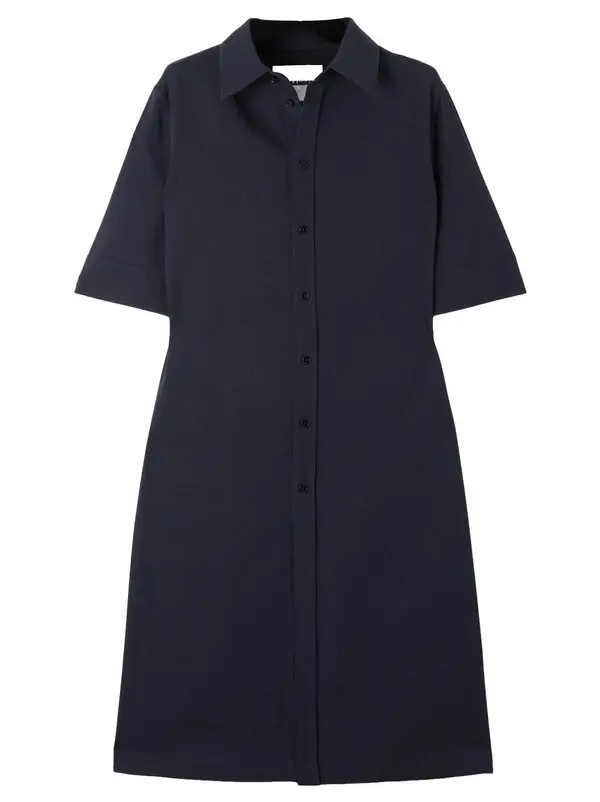 JIL SANDER Wool Shirt Midi Dress - Blue
