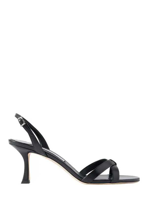 JIMMY CHOO Elsy 70 Leather Slingback Sandals - Black