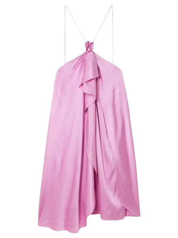 Acne Studios Gathered Draped Stretch-satin Mini Dress - Pink
