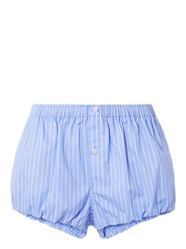 Acne Studios Gathered Striped Cotton-poplin Shorts - Blue