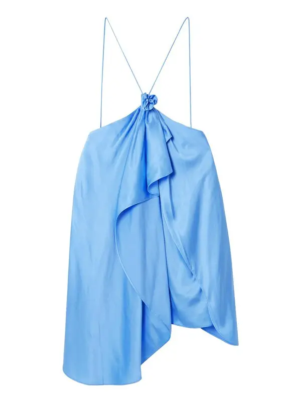 Acne Studios Draped Satin Halterneck Top - Blue