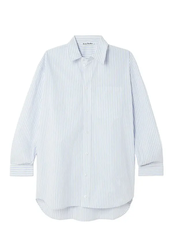Acne Studios Printed Striped Cotton-poplin Shirt - Blue