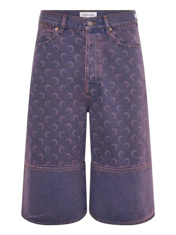 MARINE SERRE Moon Laser Denim Bermudas - Purple