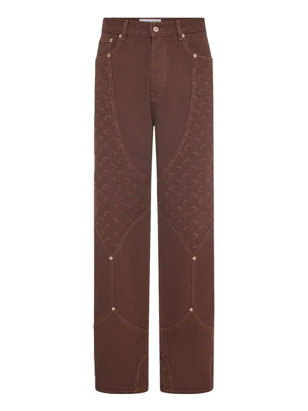 MARINE SERRE Moon Jacquard Twill Workwear Pants - Brown