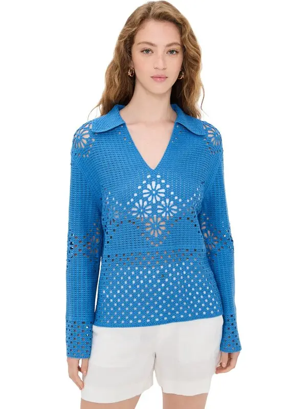 Rails Louiza Crochet Sweater - French Blue