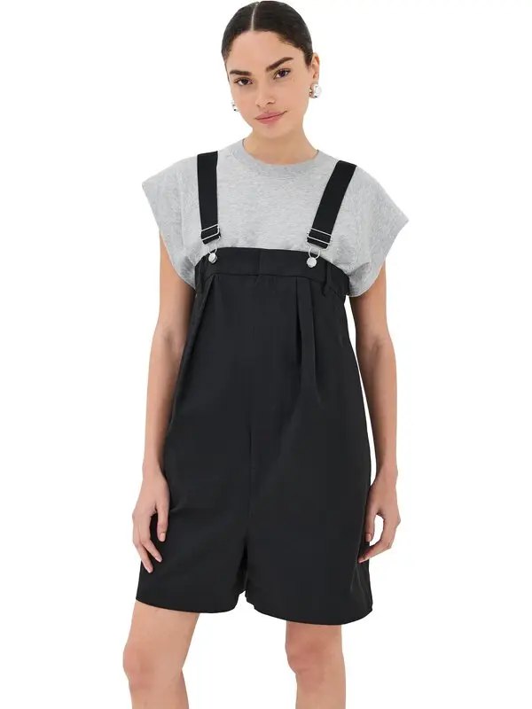 Tibi Bio Twill Overall Shorts - Black
