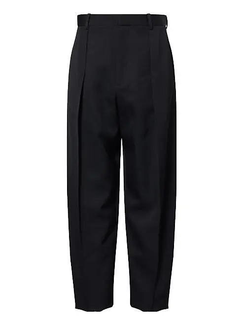 Bottega Veneta Pleated High-rise Wool Trousers - Black