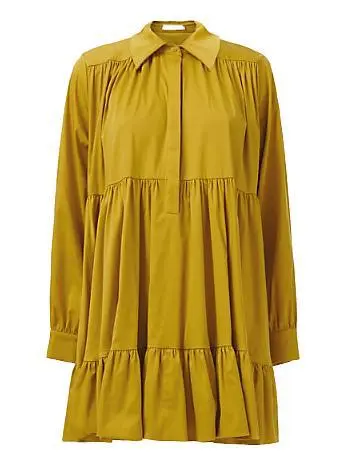 LEEM Long-sleeve A-line Tunic Top - Yellow