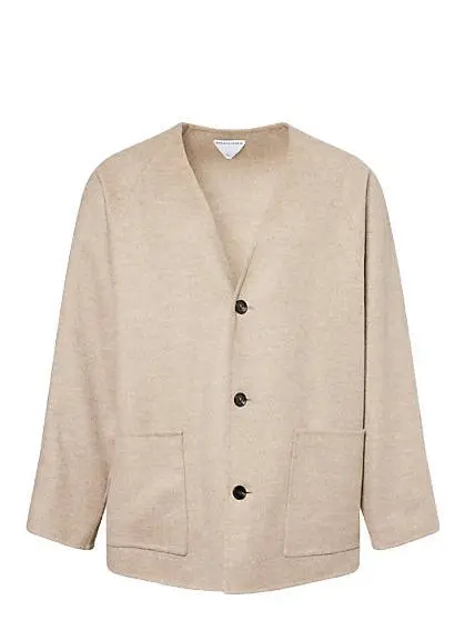 Bottega Veneta Wool-cashmere Boxy-fit Jacket - Sandshell Melange