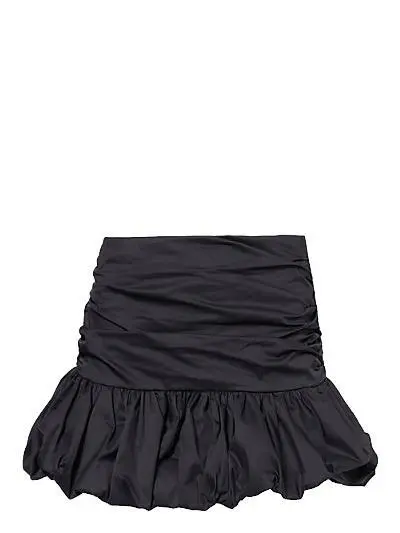 AMY LYNN Gathered Cotton Mini Skirt - Black