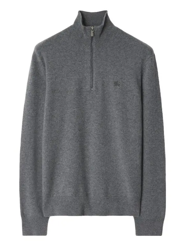 Burberry Cashmere Blend Half-zip Sweater - Grey