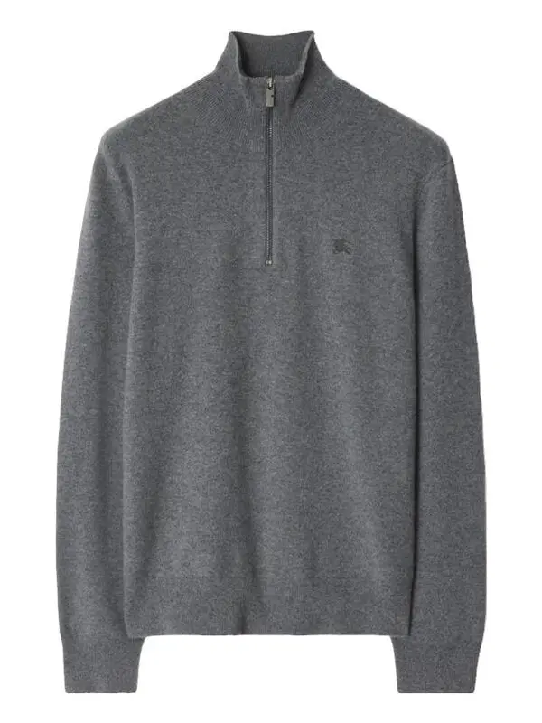 Burberry Cashmere Blend Half-zip Sweater - Grey