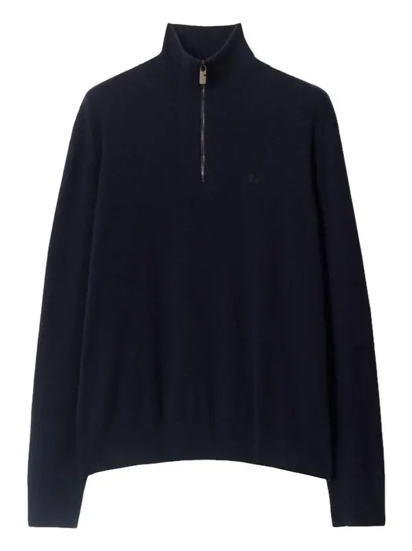 Burberry Cashmere Blend Half-zip Sweater - Navy