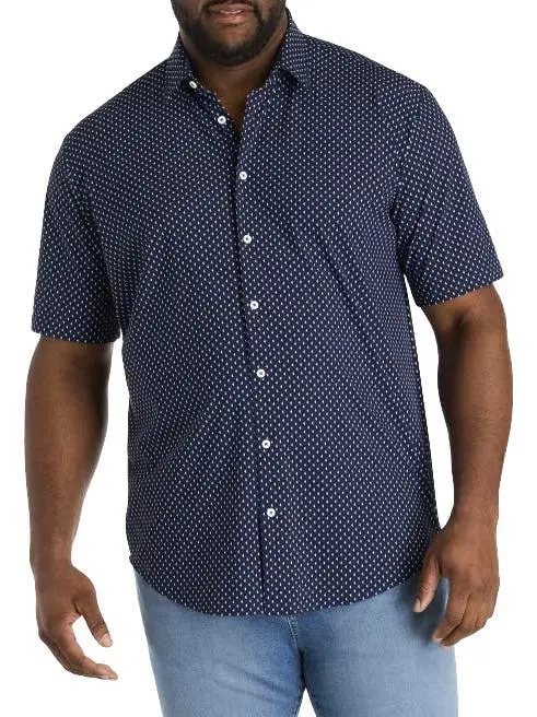 BOSS Big & Tall Roan Geometric Oxford Sport Shirt - Navy