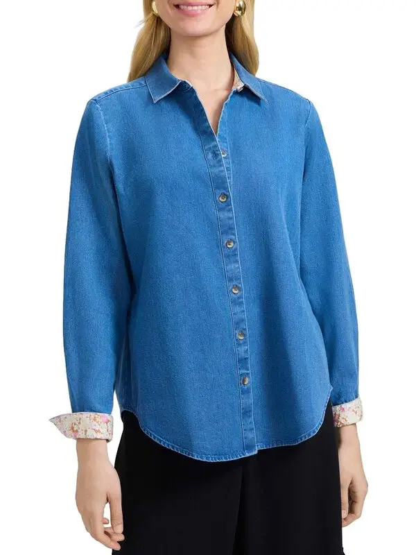 Foxcroft Margie Denim Button-up Shirt - Medium Wash