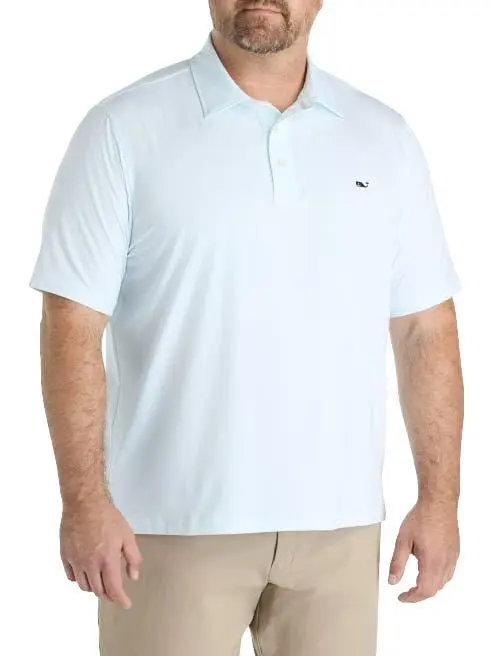 Vineyard Vines Big & Tall St. Jean Striped Sankaty Polo Shirt - White Cap Sea Splash