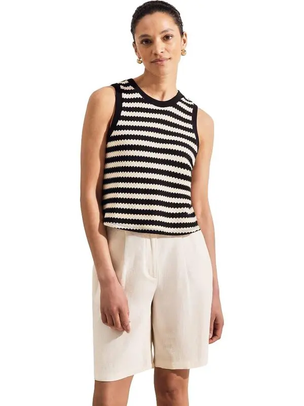 RO&ZO Stripe Knit Shell Top - Black
