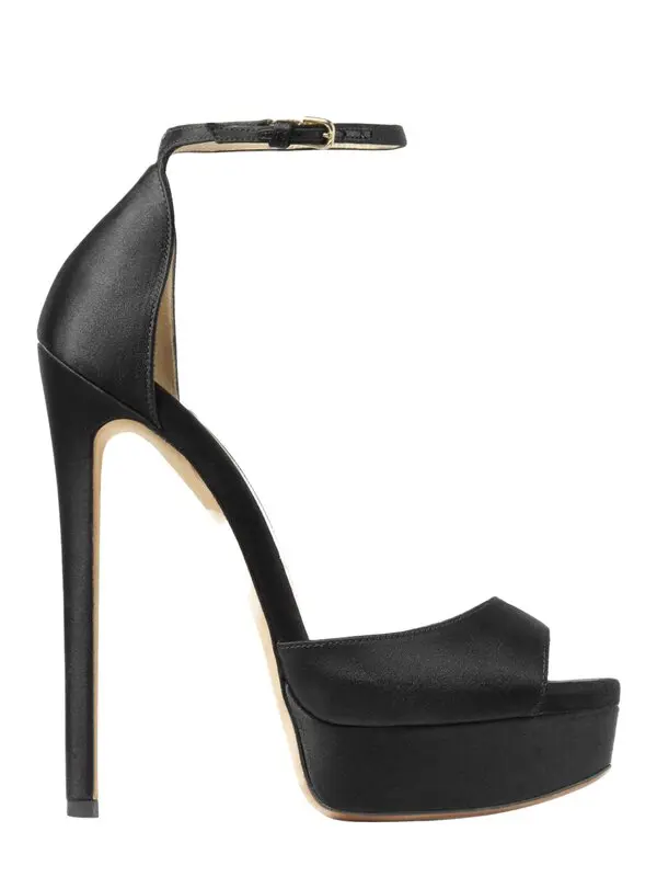 JIMMY CHOO Max 150 Satin Sandals - Black