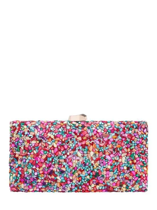Nina Embellished Clutch - Pink Multi