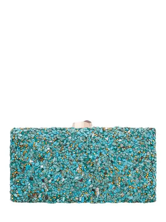 Nina Embellished Clutch - Turquoise