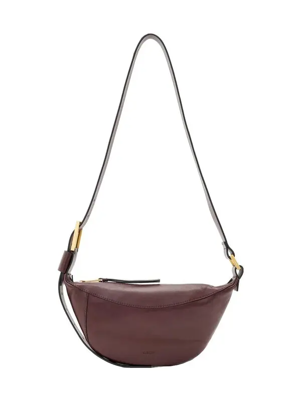 ALLSAINTS Leather Crescent Crossbody Bag - Dark Red