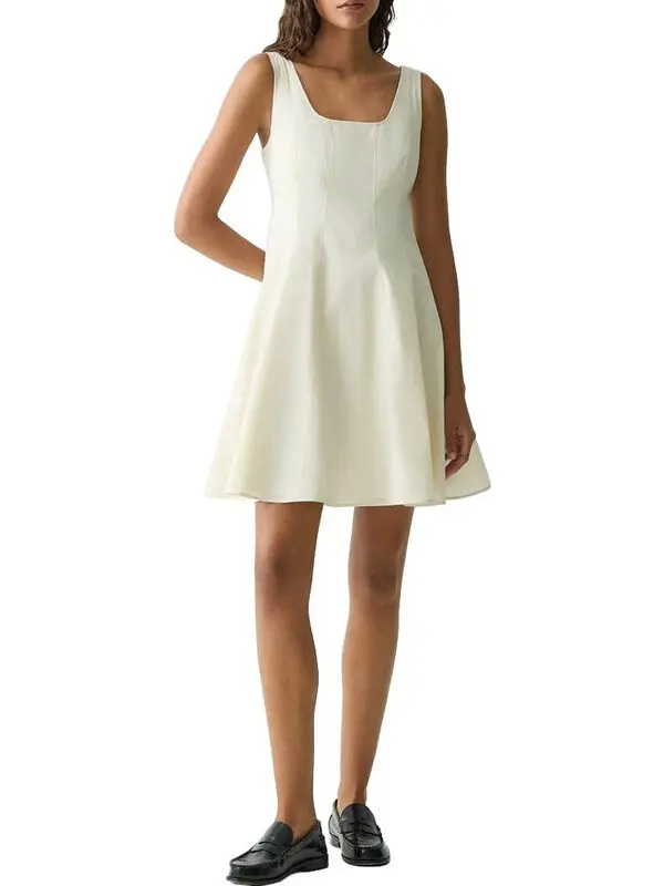 Theory Sleeveless Fit & Flare Dress - Eggshell